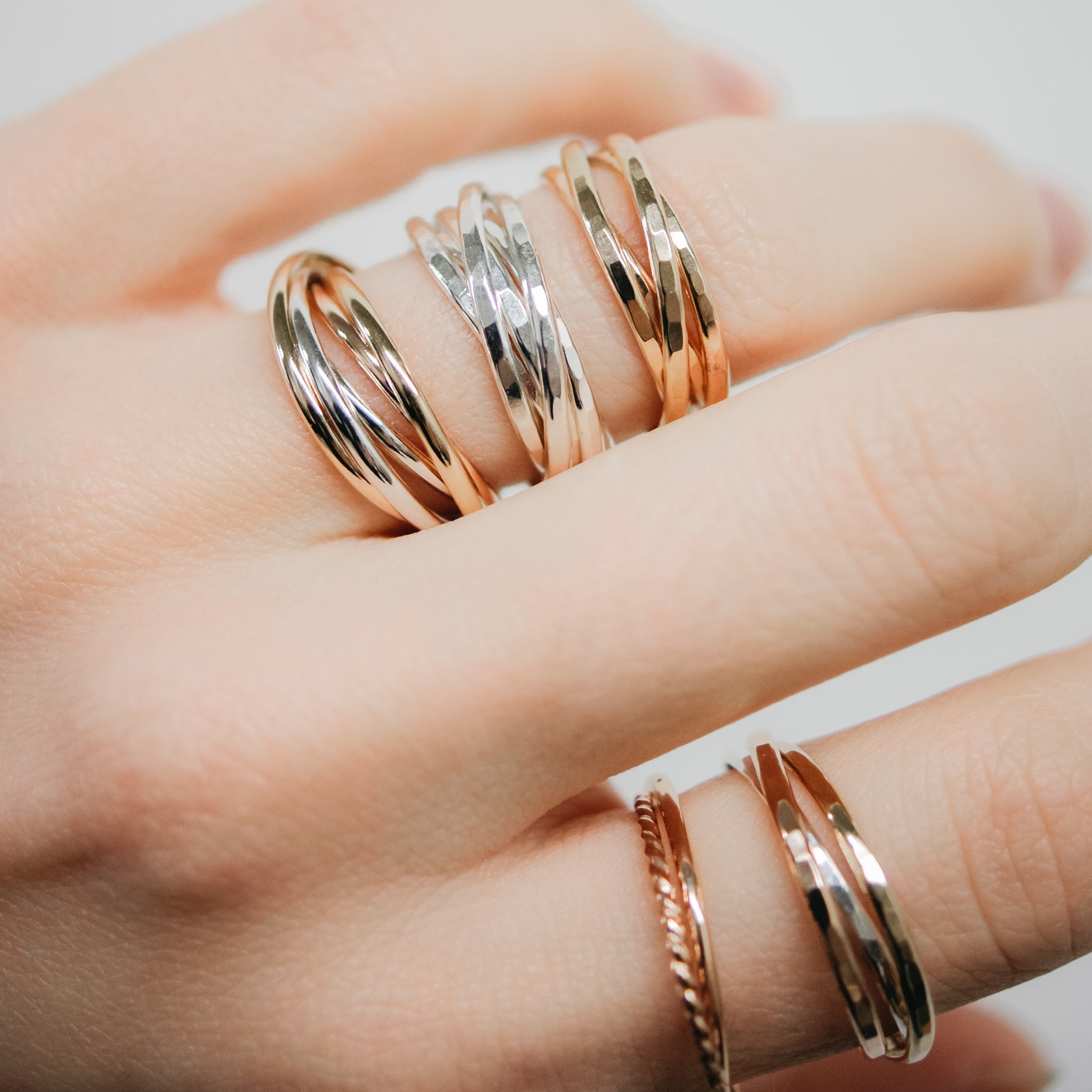 Thin Interlocking Set of 6 Rings, Sterling Silver – Hannah Naomi Jewelry