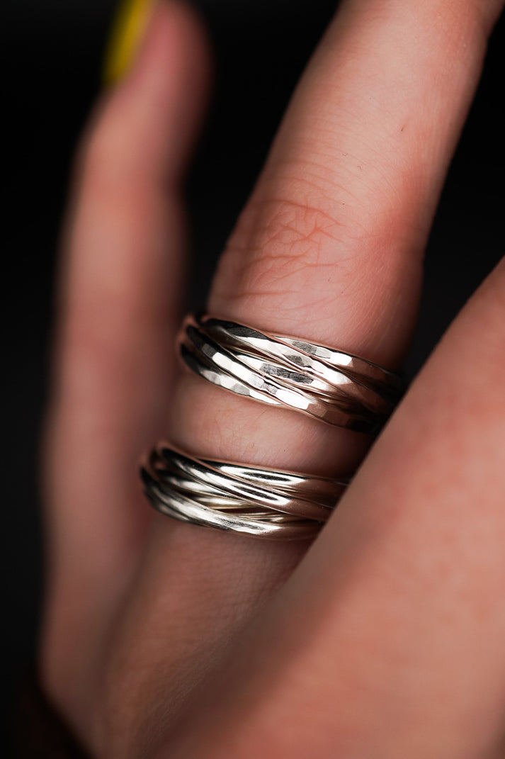 Thin Interlocking Set of 6 Rings, Sterling Silver – Hannah Naomi Jewelry