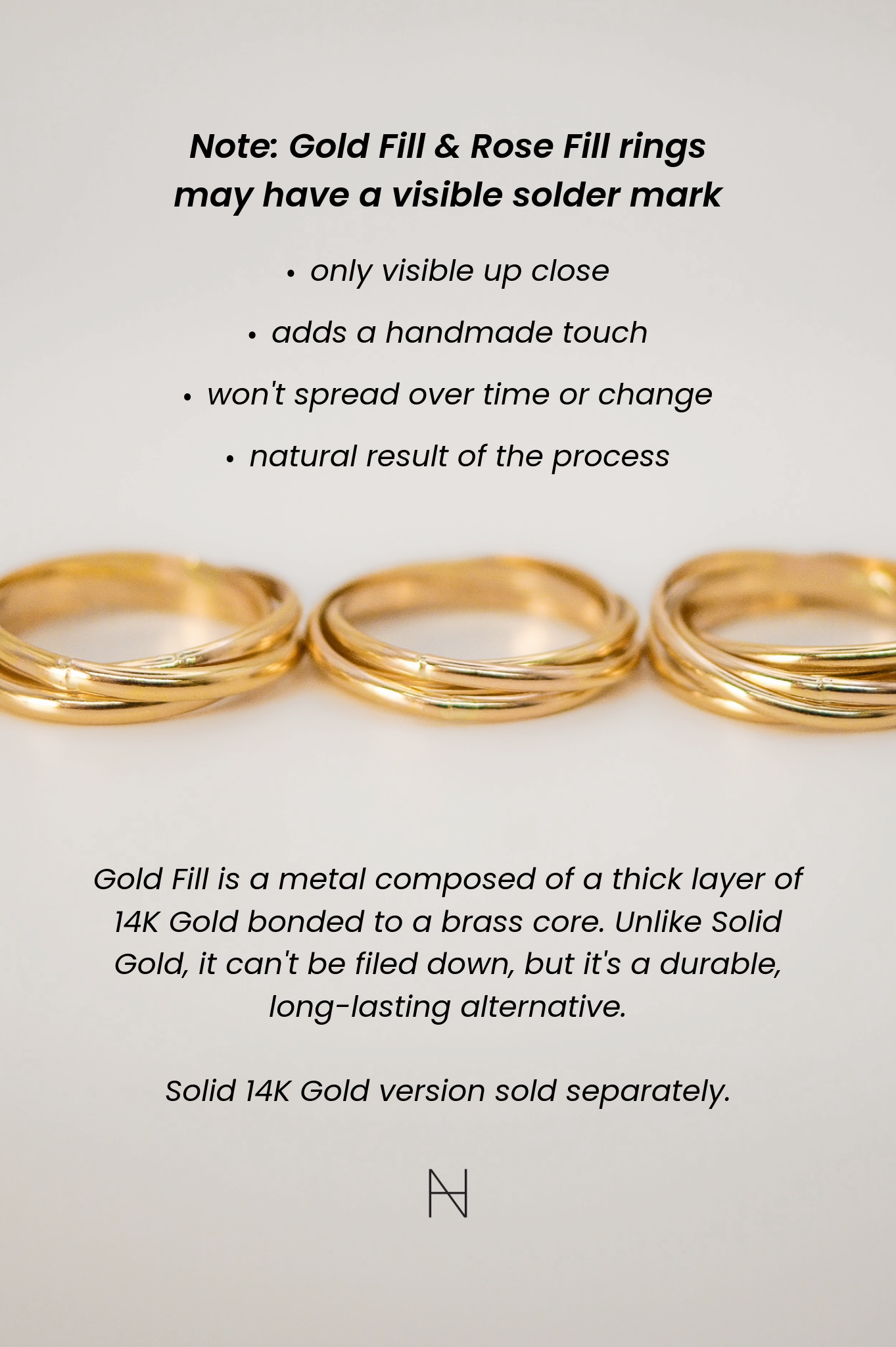 Thin Interlocking Set of 3 Rings, Mixed Metals – Hannah Naomi Jewelry