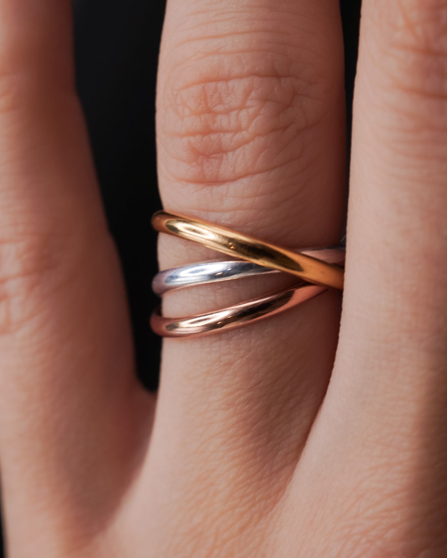 Thick Interlocking Set of 3 Rings, Mixed Metals – Hannah Naomi Jewelry