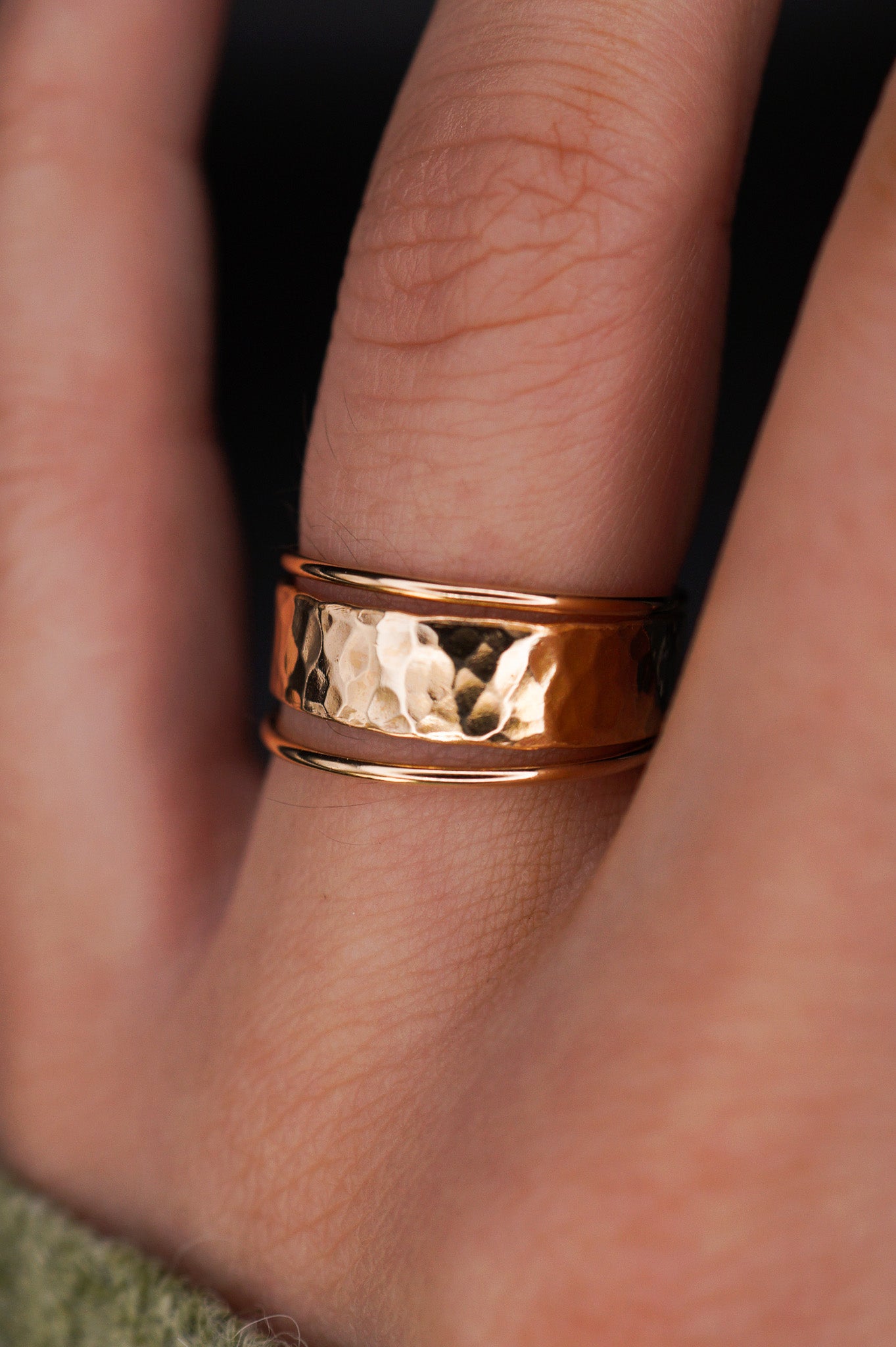 Pebbled Essential Set of 3 Stacking Rings, Gold Fill, Rose Gold Fill o ...