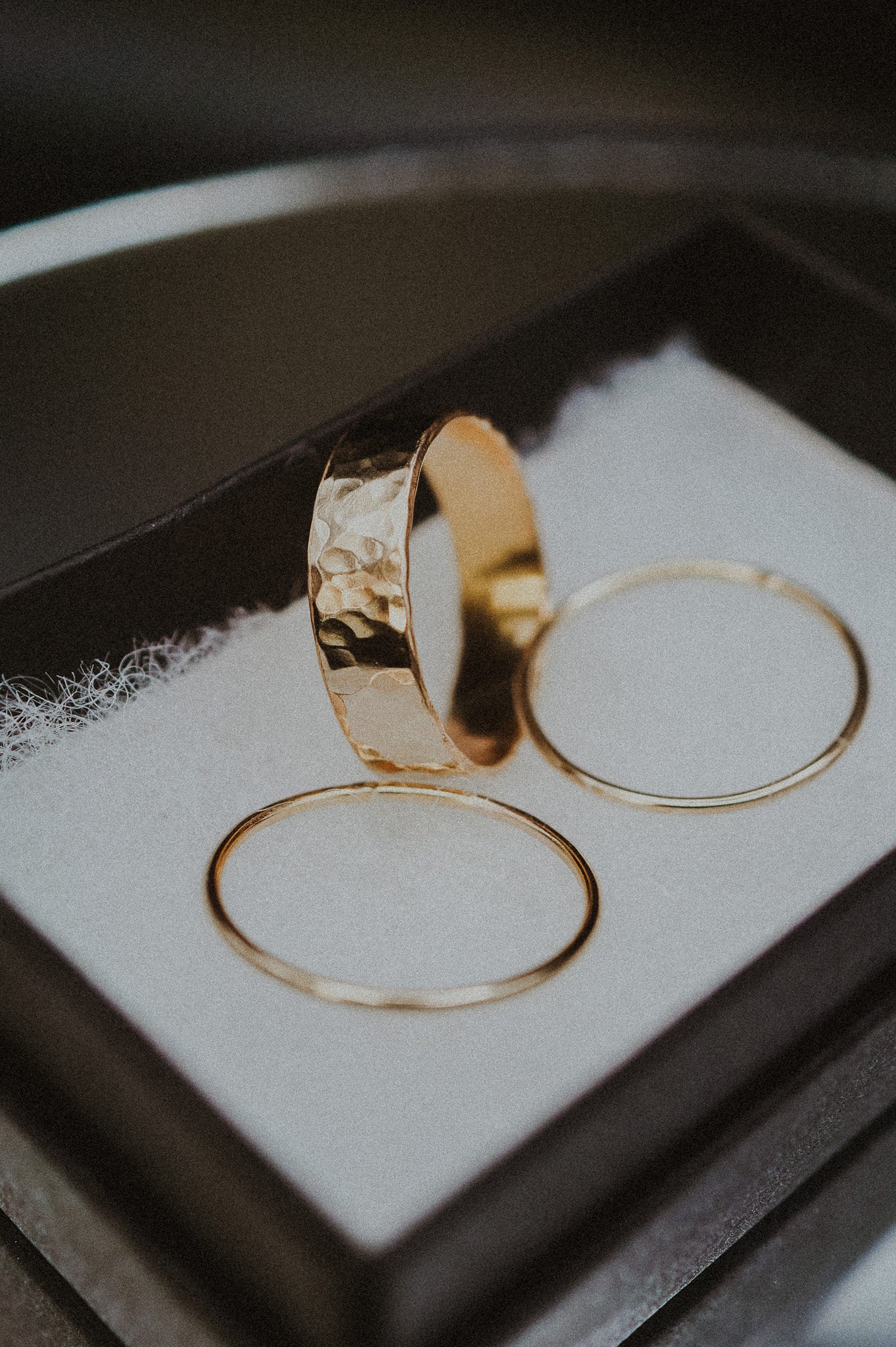 Pebbled Essential Set of 3 Stacking Rings, Gold Fill, Rose Gold Fill o ...