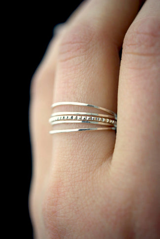 The Minimal Lined Set of 5 Stacking Rings, Gold Fill, Rose Gold Fill o ...
