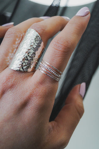 The Minimal Lined Set of 5 Stacking Rings, Gold Fill, Rose Gold Fill o ...