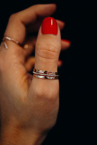 The Minimal Lined Set of 5 Stacking Rings, Gold Fill, Rose Gold Fill o ...